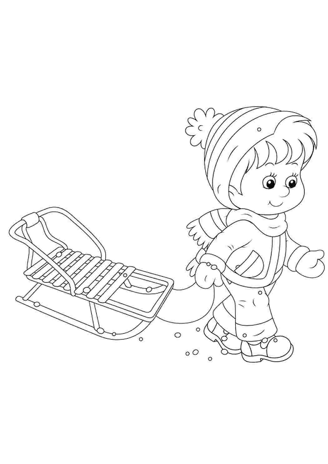 Раскраски, раскраска санки. Распечатать раскраски. раскраска санки ...