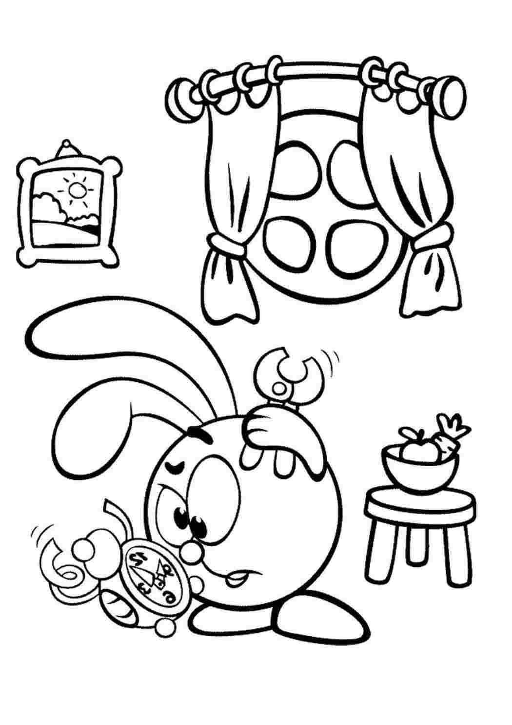 Раскраски, Крош катается. Красивые раскраски. Крош и часы. Печатать ...